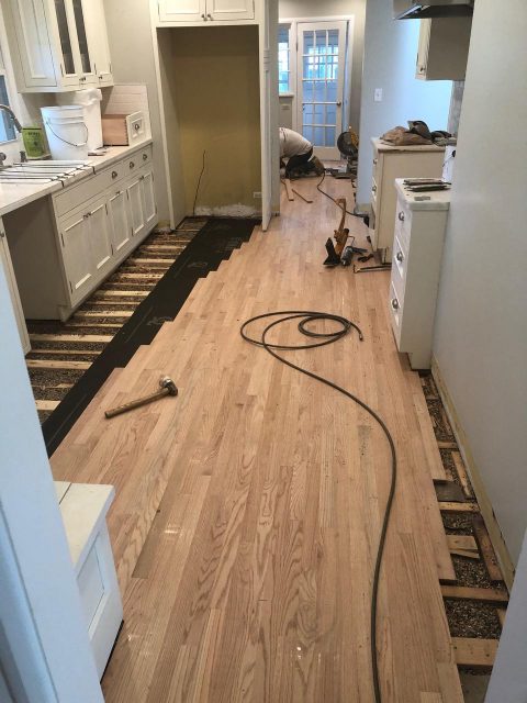Reinforced Subfloor and Installed Oak Floor - Midwest Hardwood Floors Inc.